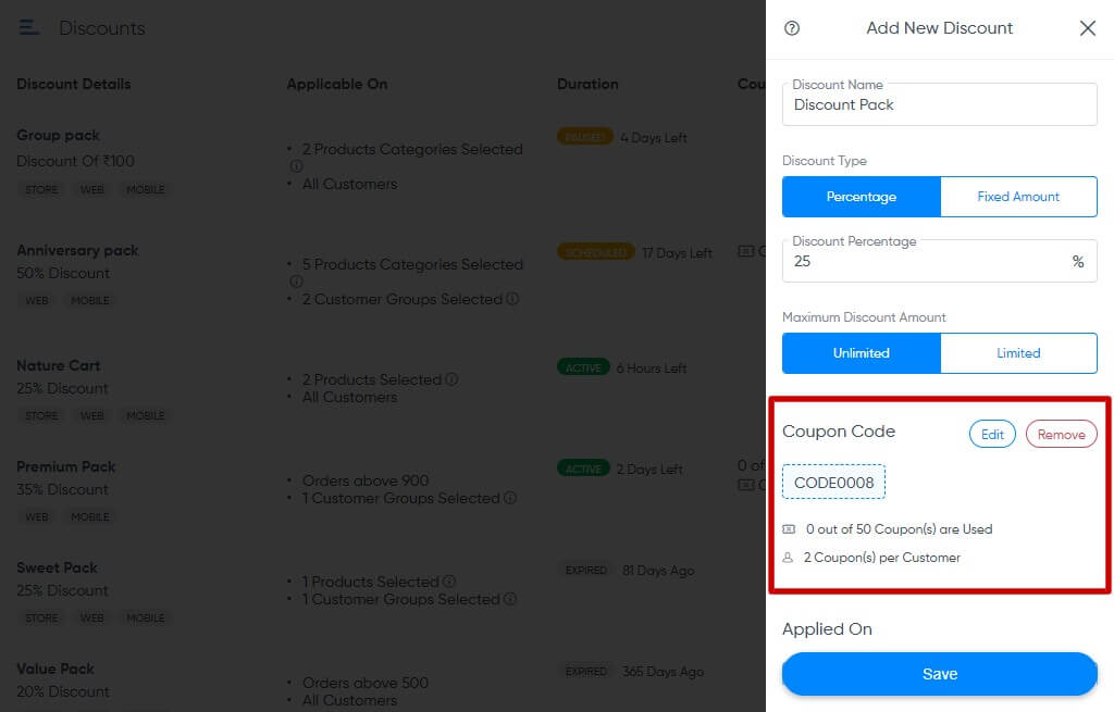:. Justdial Seller Support - Add New Discount / Coupon Code.: