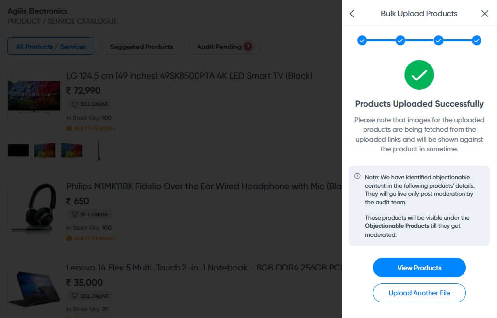 :. Justdial Seller Support - Bulk Upload Products.: