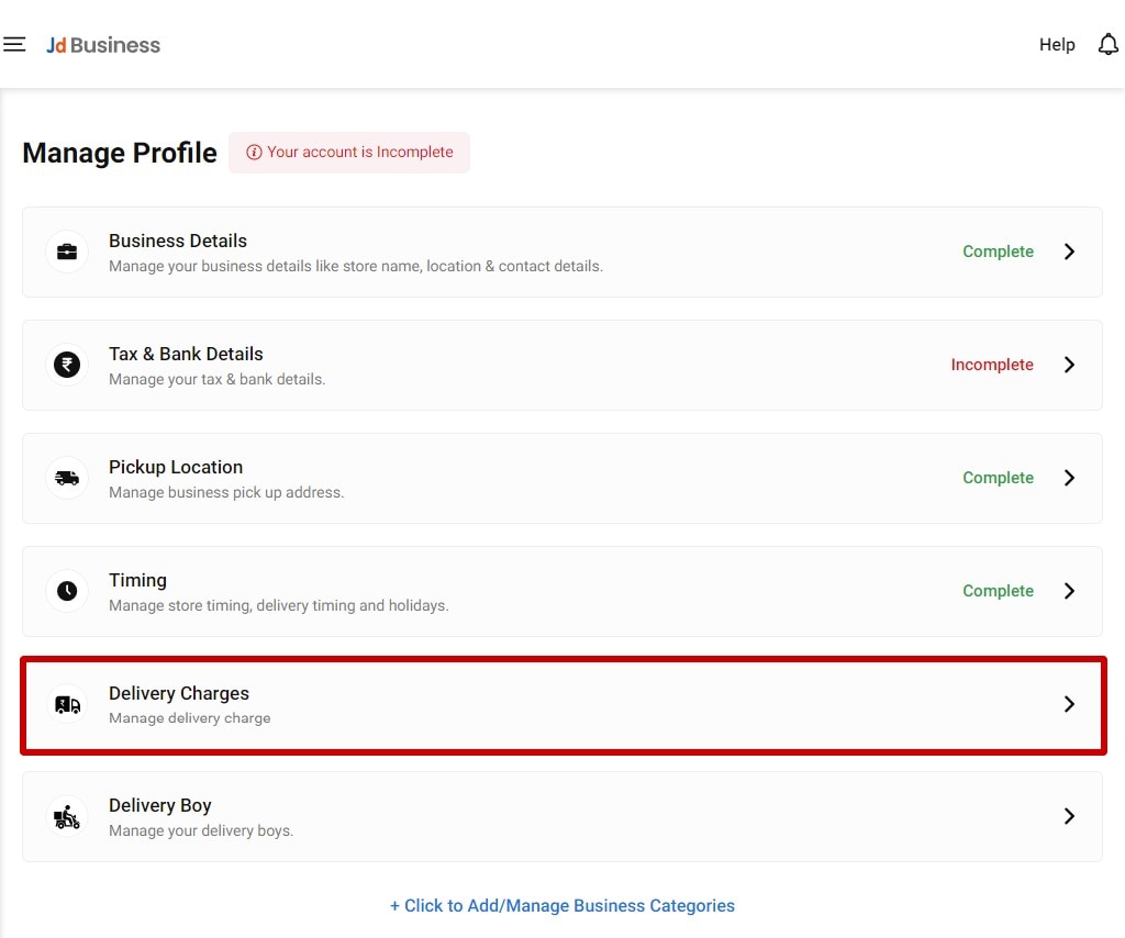 :. Justdial Seller Support - Delivery Charges Setting.: