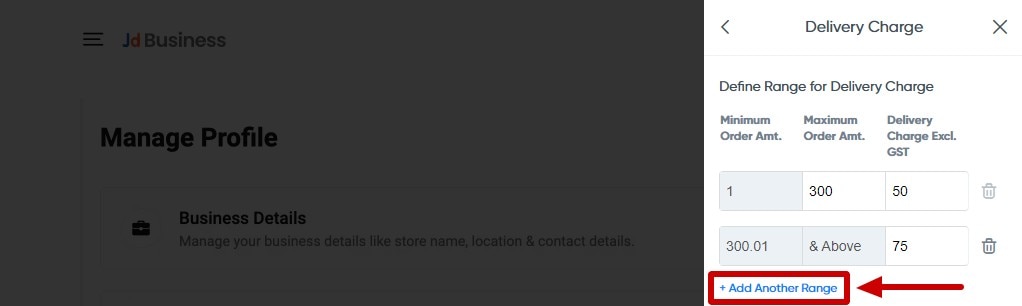 :. Justdial Seller Support - Delivery Charges Setting.: