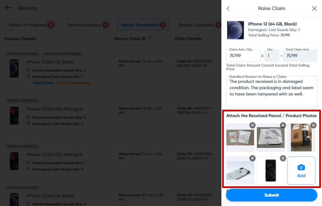 :. Justdial Seller Support - Manage Returns.: