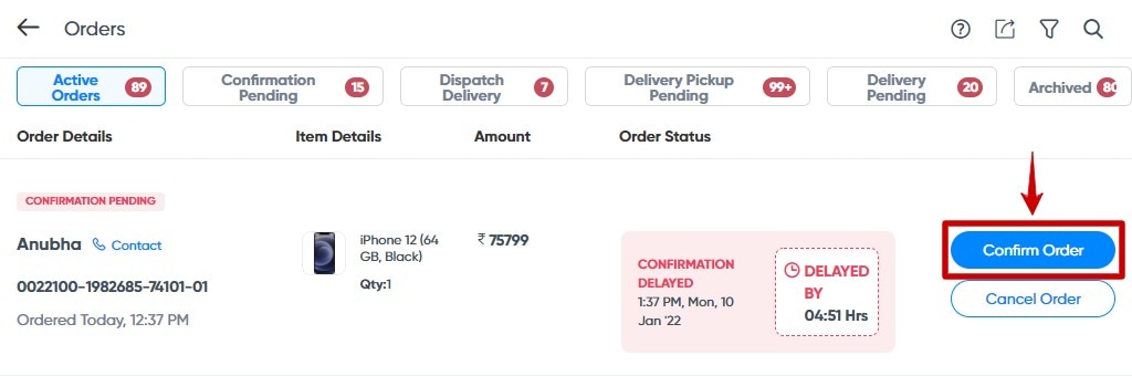 :. Justdial Seller Support - Confirm and dispatch orders.: