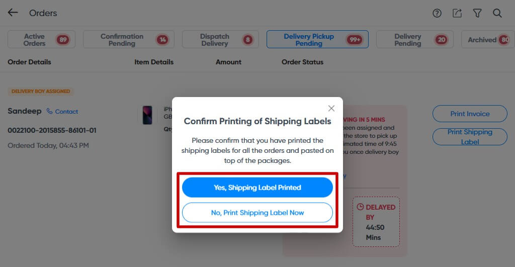 :. Justdial Seller Support - Confirm and dispatch orders.: