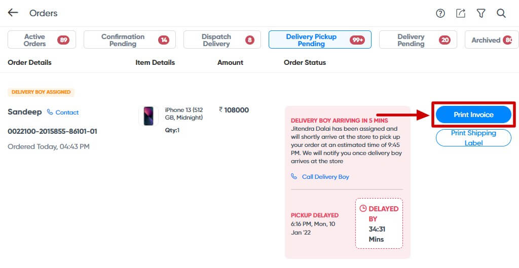 :. Justdial Seller Support - Confirm and dispatch orders.: