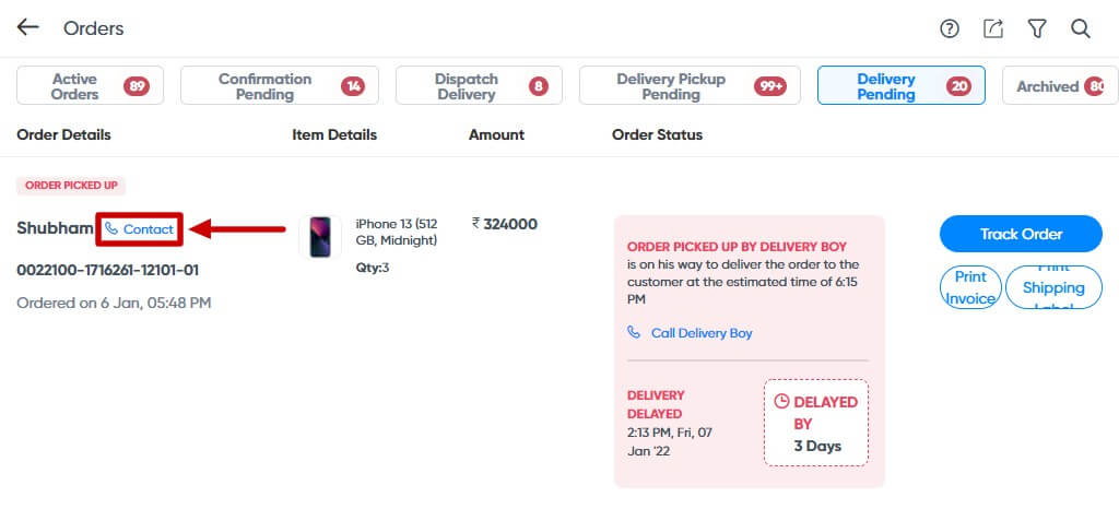 :. Justdial Seller Support - Confirm and dispatch orders.: